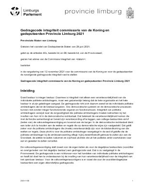 Fillable Online Gedragscode integriteit commissaris van de Koning en ...