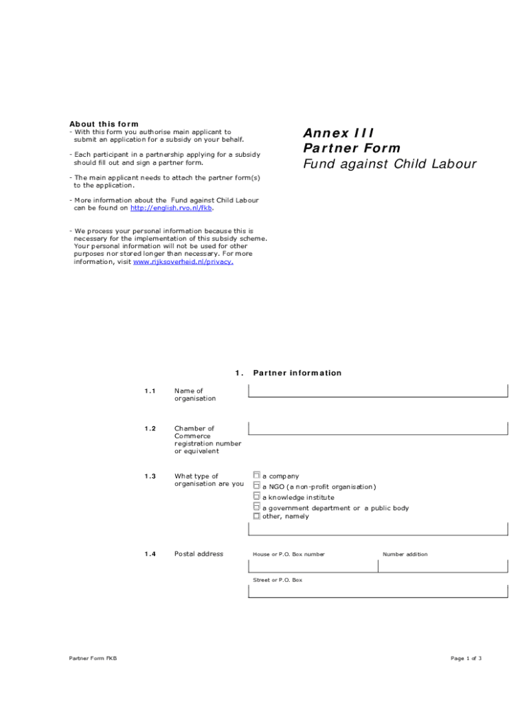 Fillable Online english rvo Annex-III-Partner-Form-FBK.pdf Fax Email ...