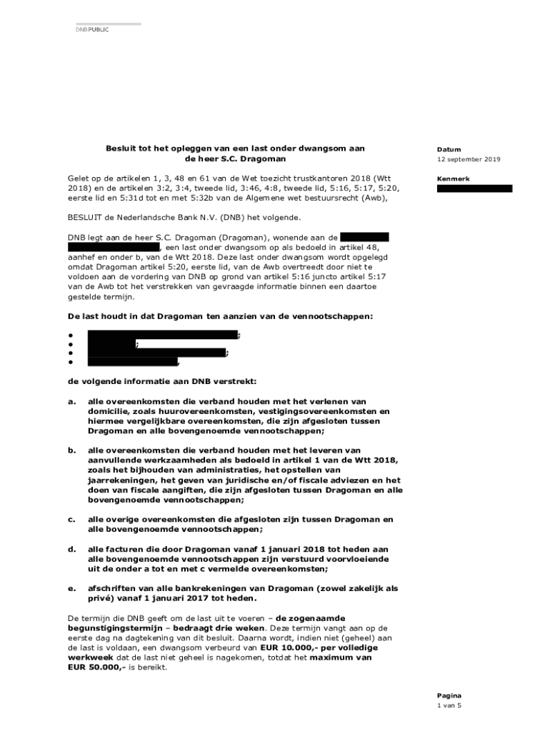 Invulbaar Online Besluit tot het opleggen van een last onder dwangsom ...