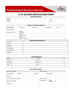 Fillable Online firs.gov.ngwp-contentuploadsE-FILING ACCESS APPLICATION ...