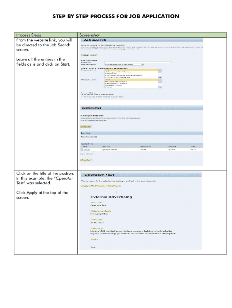 Fillable Online STEP BY STEP PROCESS FOR JOB APPLICATION Fax Email Print - pdfFiller