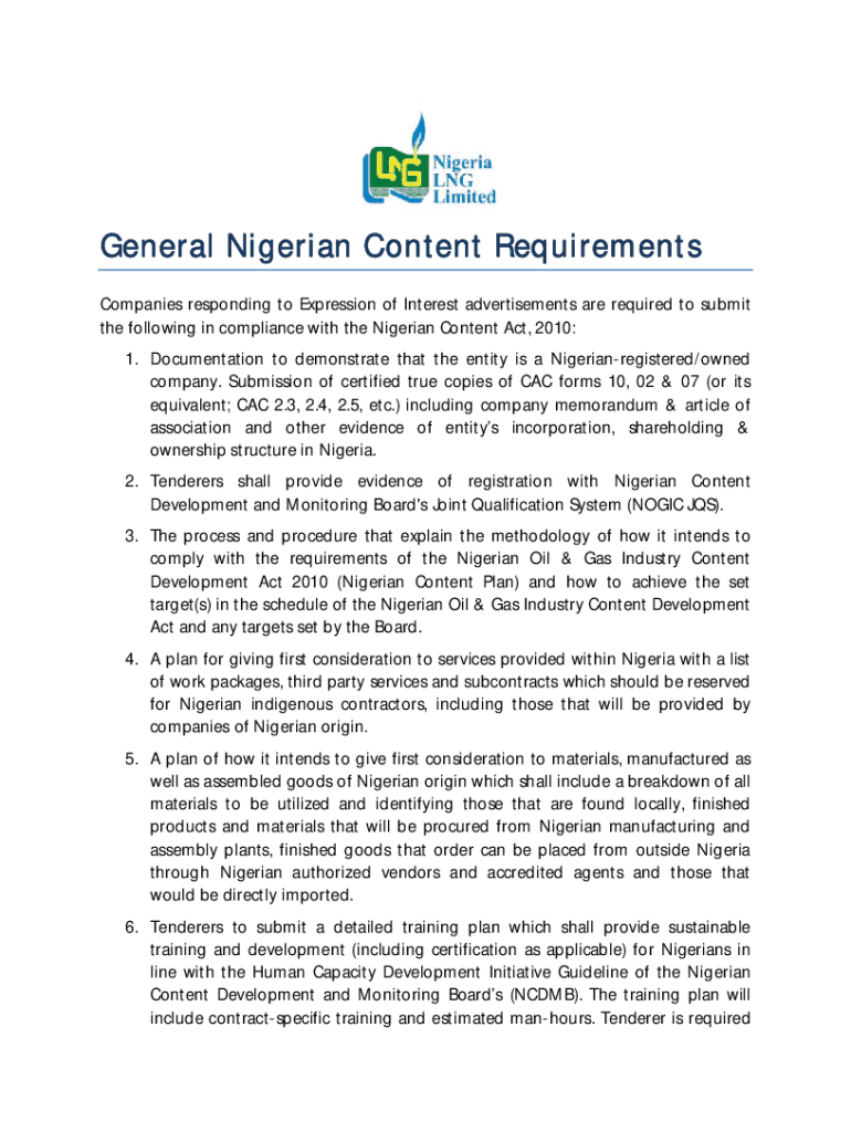 Fillable Online EoI for Supply Chain Services.cdr - NLNG Fax Email ...