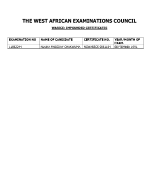 Fillable Online 71st NEC IMPOUNDED CERTIFICATES.pdf - WAEC Nigeria Fax ...