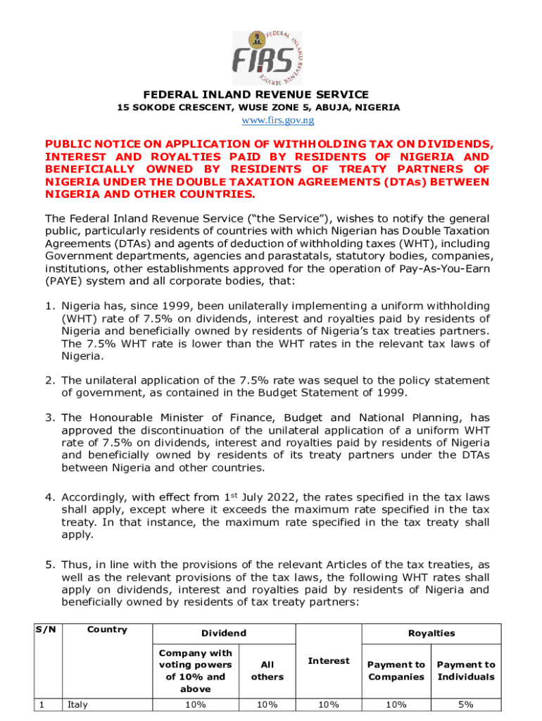 Fillable Online information circular on the claim of tax treaties ...