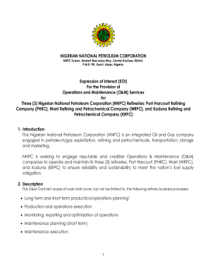 Fillable Online expression of interest (eoi) for the provision of operations and ... Fax Email ...