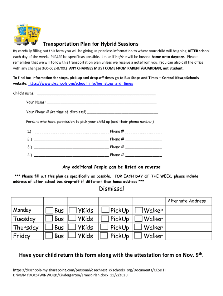Fillable Online greenmountain ckschools Transportation Plan for Hybrid ...