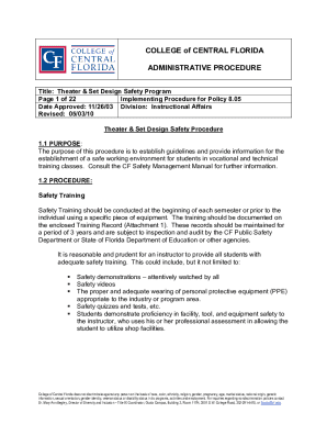 Fillable Online pr cf pr.cf.edufilesproceduresCOLLEGE of CENTRAL ...