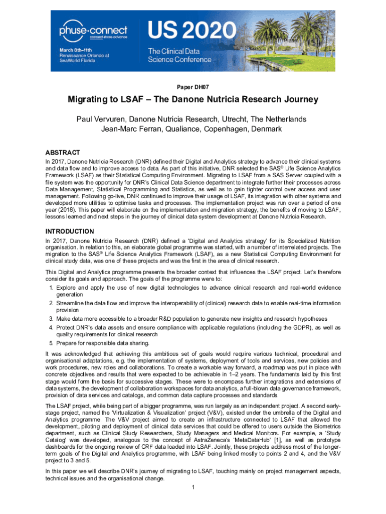 Fillable Online Paper DH07 Migrating to LSAFThe Danone Nutricia Research Journey Fax Email Print ...