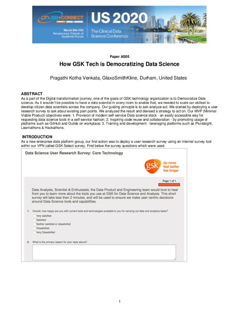 Fillable Online How GSK Tech is Democratizing Data ScienceHow GSK Tech ...