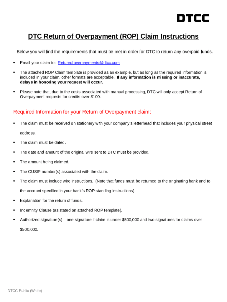 www.pdffiller.com423079093--DTC-Return-ofDTC Return of Overpayment (ROP ...