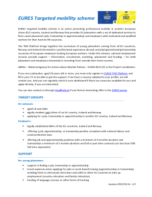 Fillable Online EURES Targeted Mobility Scheme - European Job Days Fax Email Print - pdfFiller