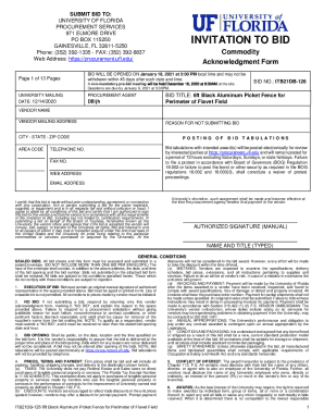 Fillable Online ITB21DB-126 - INVITATION TO BID - University of Florida ...