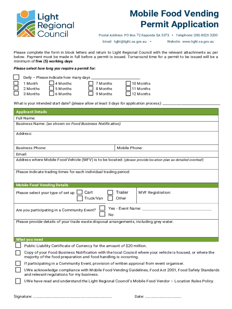 Fillable Online www.cityofpae.sa.gov.au data assetsMOBILE FOOD VENDOR ...