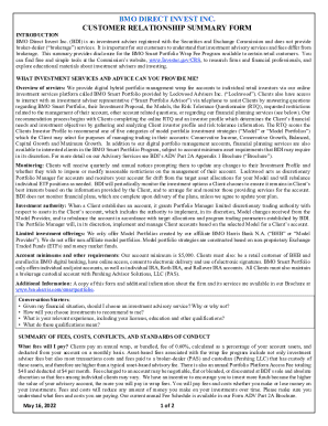 Fillable Online BMO DIRECT INVEST INC. CUSTOMER RELATIONSHIP SUMMARY FORM - BMO Harris Bank Fax ...