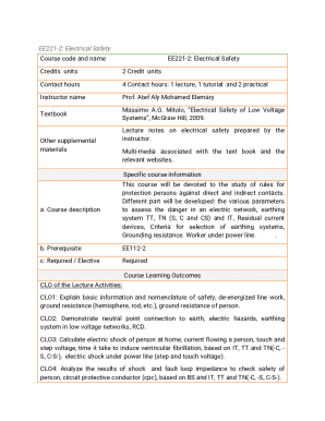 Fillable Online EE221-2: Electrical Safety - Course code and name Fax ...