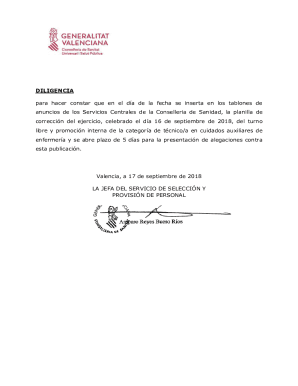 Fillable Online DILIGENCIA para hacer constar que en el da de la fecha ...