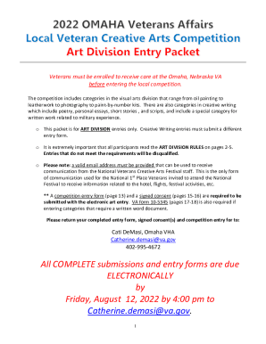 Fillable Online All COMPLETE submissions and entry forms are due ...
