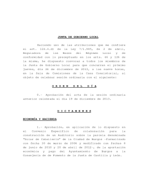 Fillable Online Dar cuenta al pleno en la primera sesin que celebre y ...