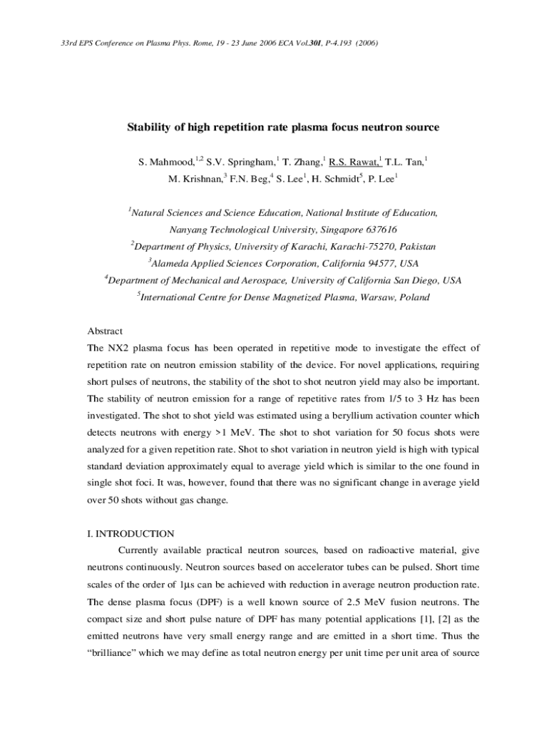 Fillable Online ocs ciemat Stability of high repetition rate plasma ...
