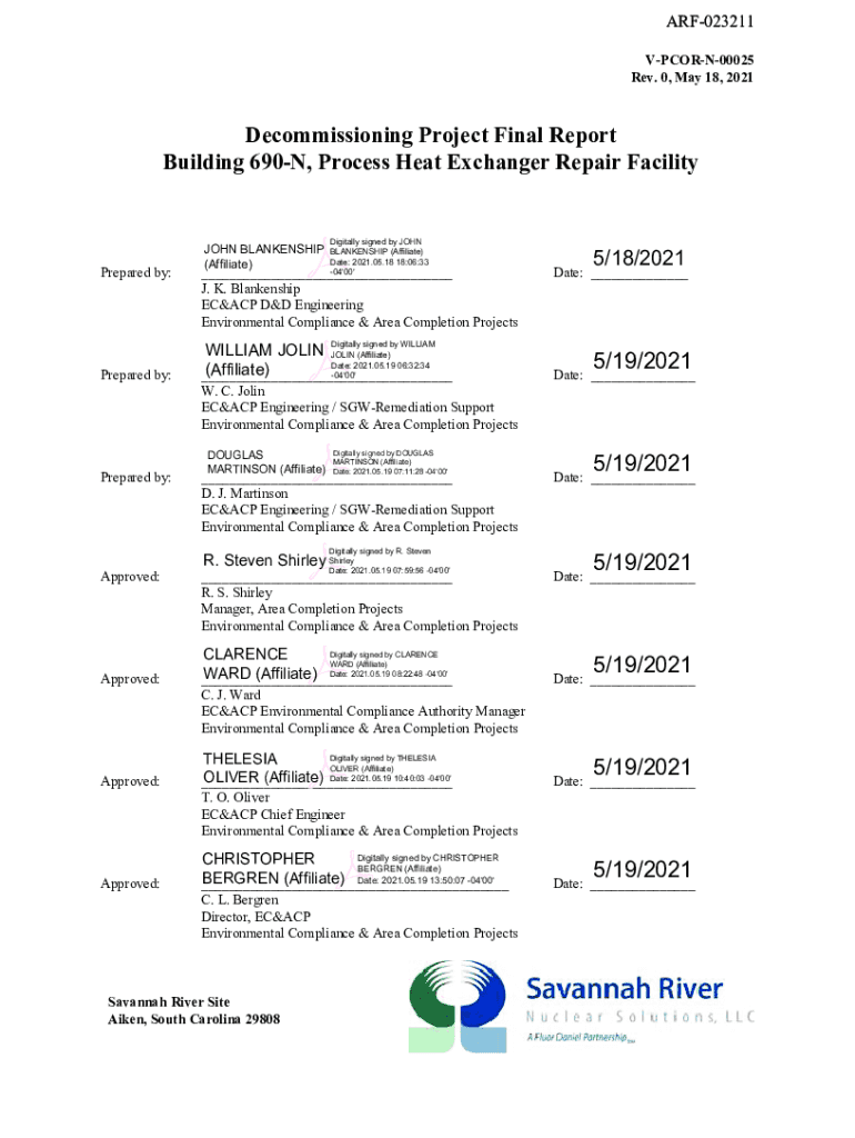 Fillable Online Decommissioning Project Final Report Building 690-N ... Fax Email Print - pdfFiller