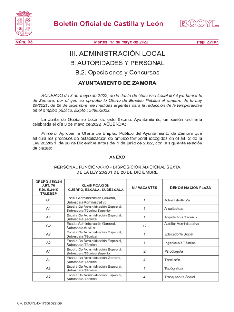 Fillable Online bocyl jcyl Boletn Oficial de la Provincia de Zamora Fax ...