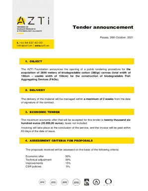 Fillable Online Tender announcement Fax Email Print - pdfFiller