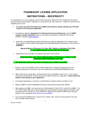 Fillable Online PHARMACIST LICENSE APPLICATION INSTRUCTIONS Fax Email ...