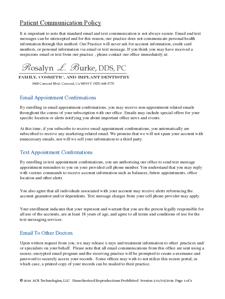 Fillable Online Patient Communication Consent v3.pages Fax Email Print ...