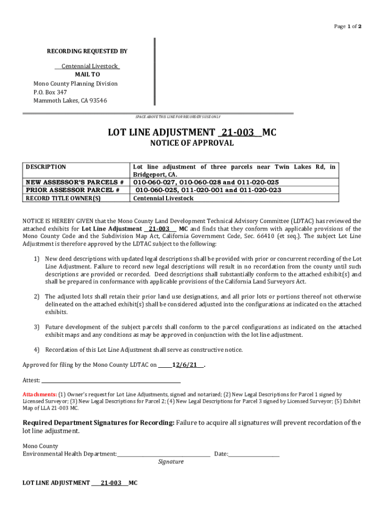 Fillable Online monocounty ca SPACE ABOVE THIS LINE FOR RECORDERS USE ...