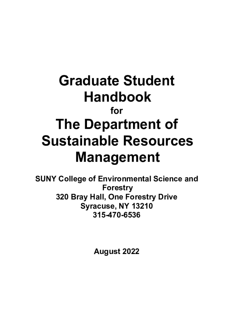 Fillable Online Graduate Handbook Sustainable Resources Management Fax ...