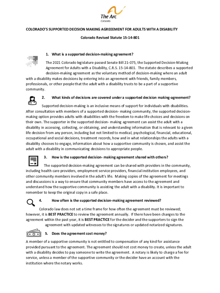 Fillable Online Supported Decision-making AgreementColorado General ...