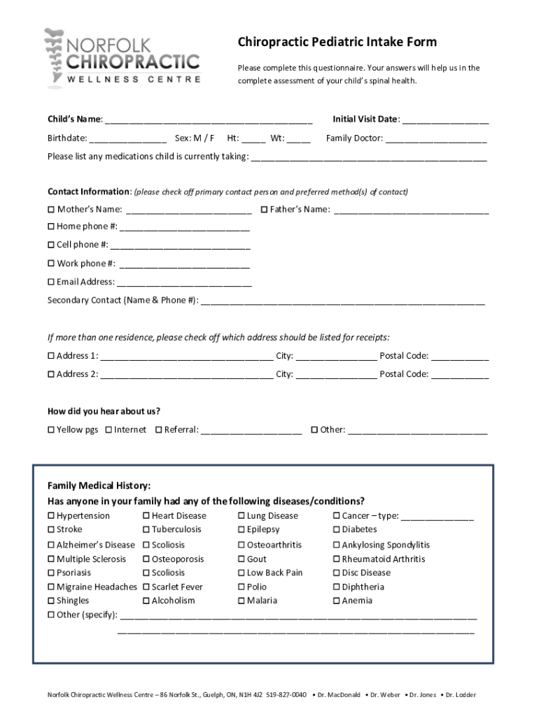Fillable Online Chiropractic Intake Form TemplateJotform Fax Email Print - pdfFiller