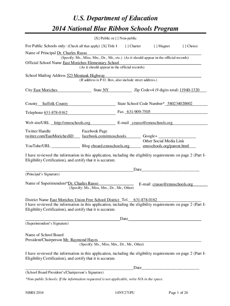 Fillable Online U.S. Department of Education Announces 2022 National Blue Ribbon U.S. Department ...