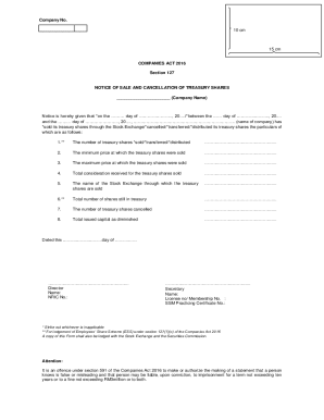 Fillable Online Notice of Purchase of Treasury Shares as a Result ...