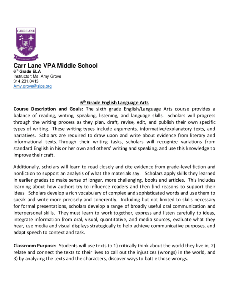 Fillable Online www.slps.orgcarrlaneCarr Lane VPA Middle School - St ...