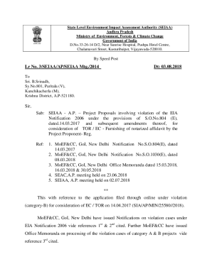 Fillable Online State Level Environment Impact Assessment Authority ...