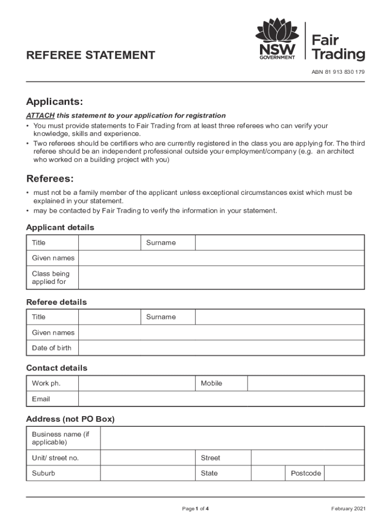 Fillable Online Referee statement templates - AASW - AustralianApplying ...