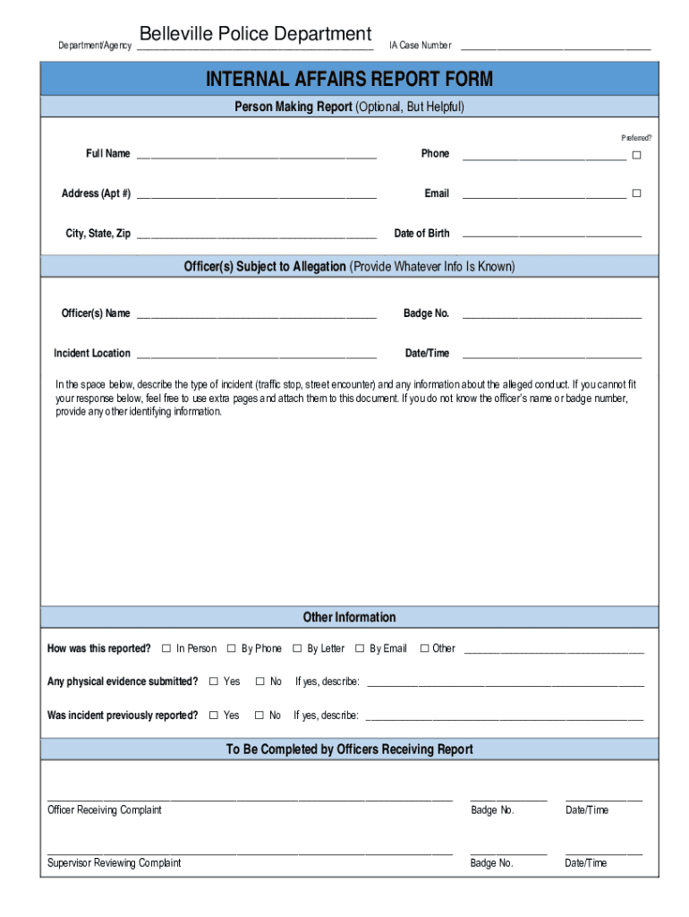 Fillable Online Department/Agency ------------IA Case Number INTERNAL ...