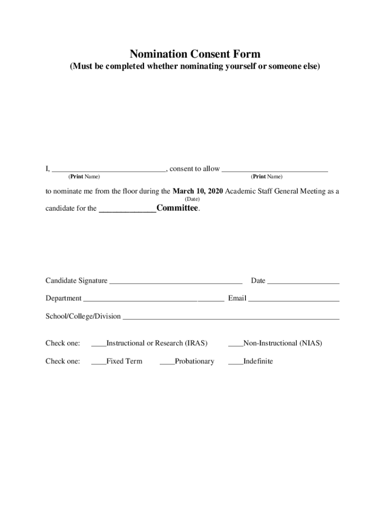 Fillable Online 44+ SAMPLE Nomination Form Templates in PDFMS ...