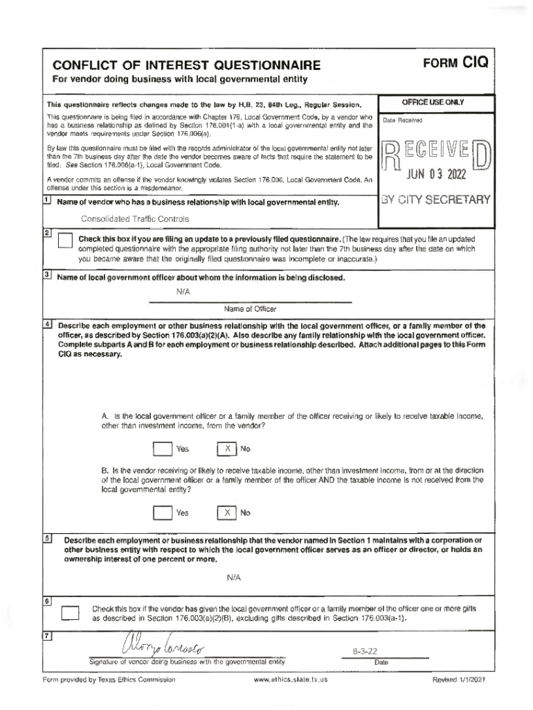 Fillable Online epcounty.compurchasingbidsCONFLICT OF INTEREST ...