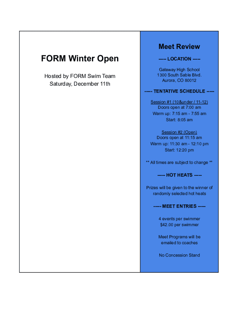 Fillable Online FORM Winter Open Fax Email Print - pdfFiller