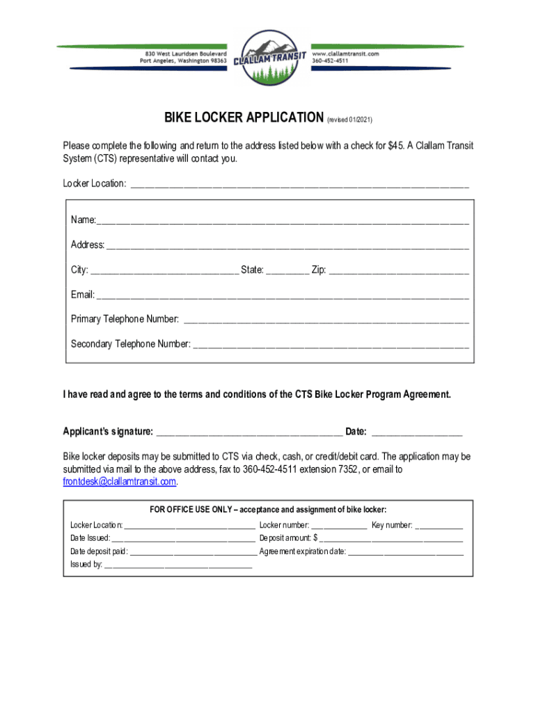 Fillable Online www.bart.govsitesdefaultBICYCLE LOCKER APPLICATION ...