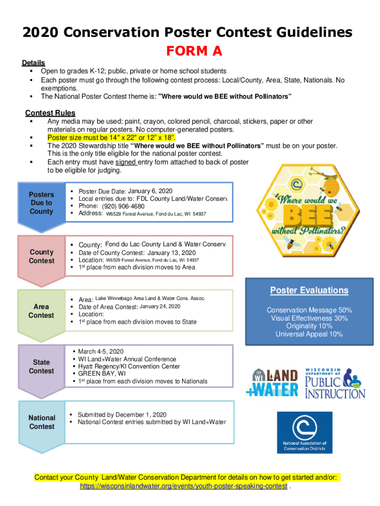 Fillable Online 2020 Conservation Poster Contest Guidelines FORM A Fax ...