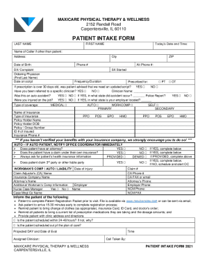 Fillable Online www.maxicarephysicaltherapy.compatient-intake ...