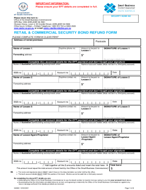 Fillable Online www.sasbc.sa.gov.au pdfs bond-formsSecurity Bond Refund ...