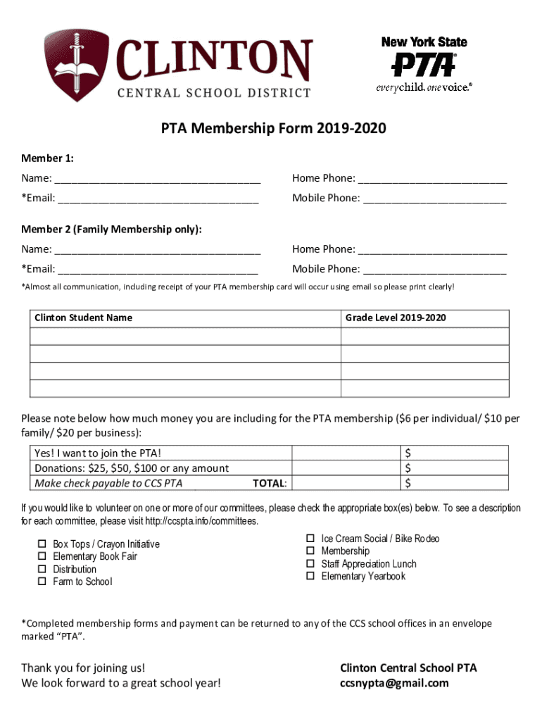 Fillable Online www.lovepta.orgjoinjoin-pta-membership-formJoin the PTA ...