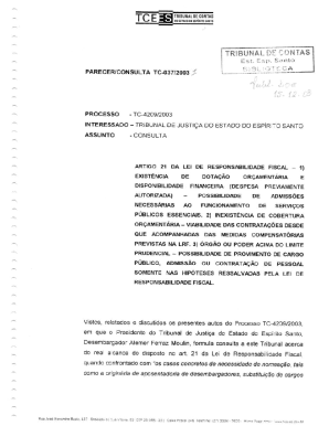 Fillable Online CONSULTA - Tribunal de Contas do Estado do Esprito ...