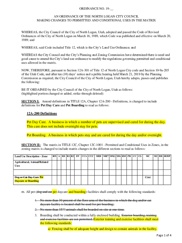 Fillable Online cms9files.revize.comloganutOrd 19-19 LoganORDINANCE NO. 19-19 AN ORDINANCE ...