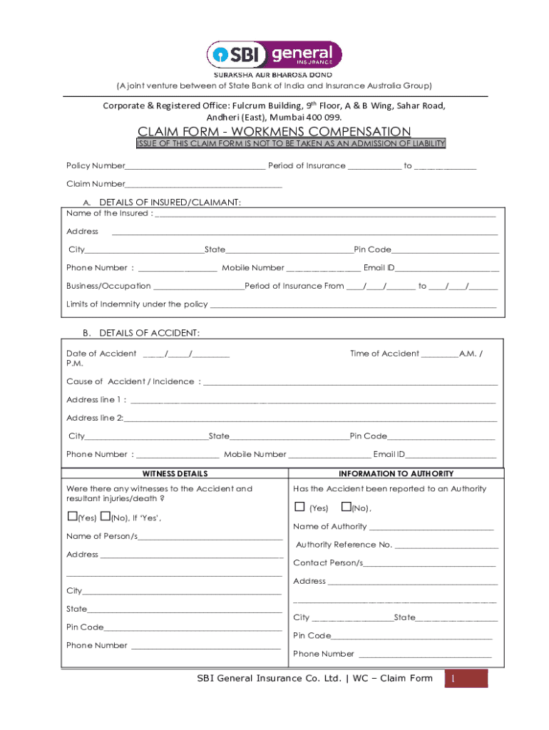 Fillable Online Employees Compensation -Claim Form Fax Email Print ...