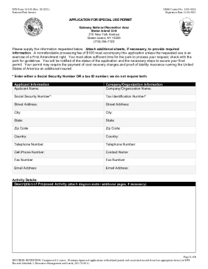 Fillable Online www.inside.nps.gov gate planyourvisitAPPLICATION FOR ...